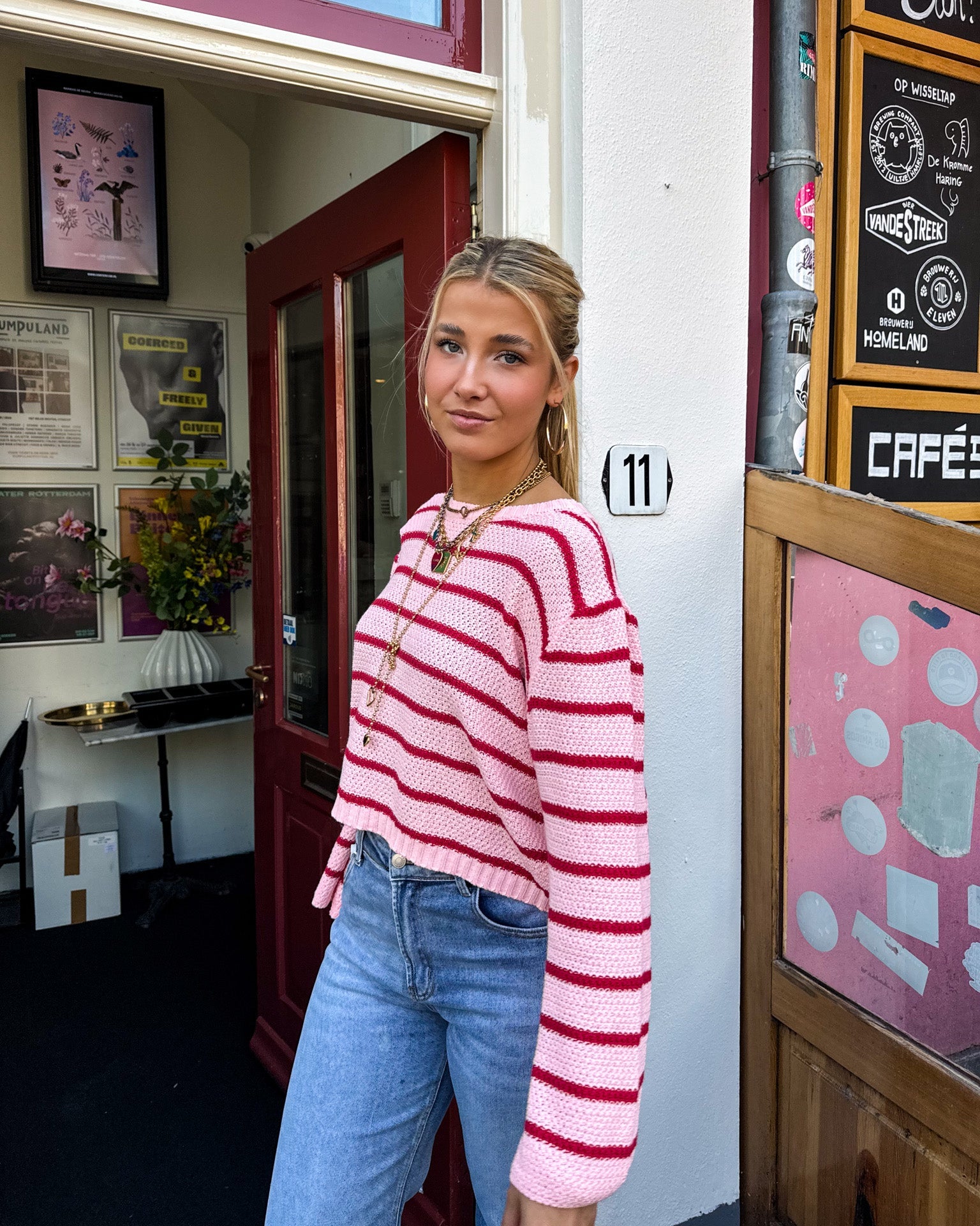 Claire Top Striped Pink