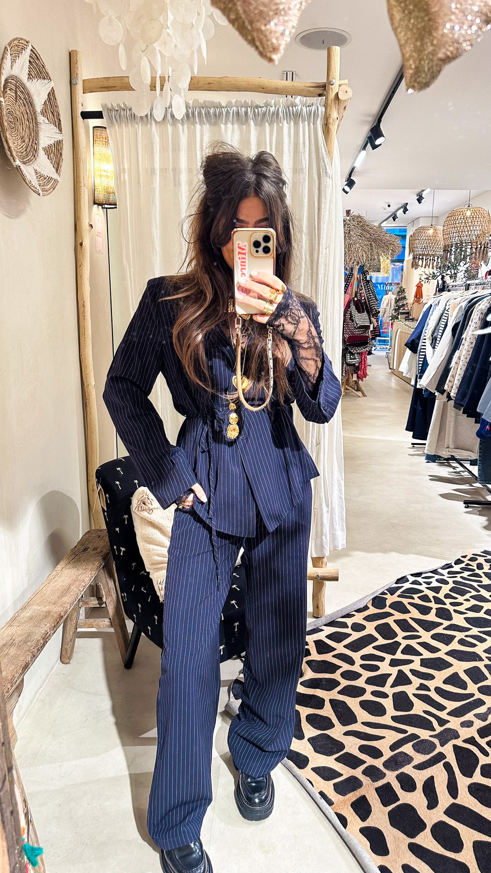 Mist Blazer Navy Gestreept