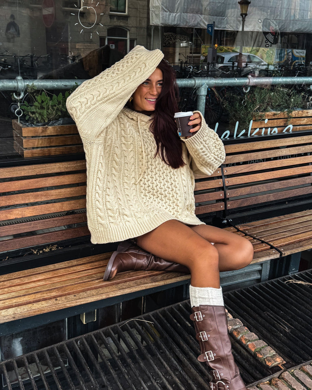 Muse Knitted Hoodie Beige